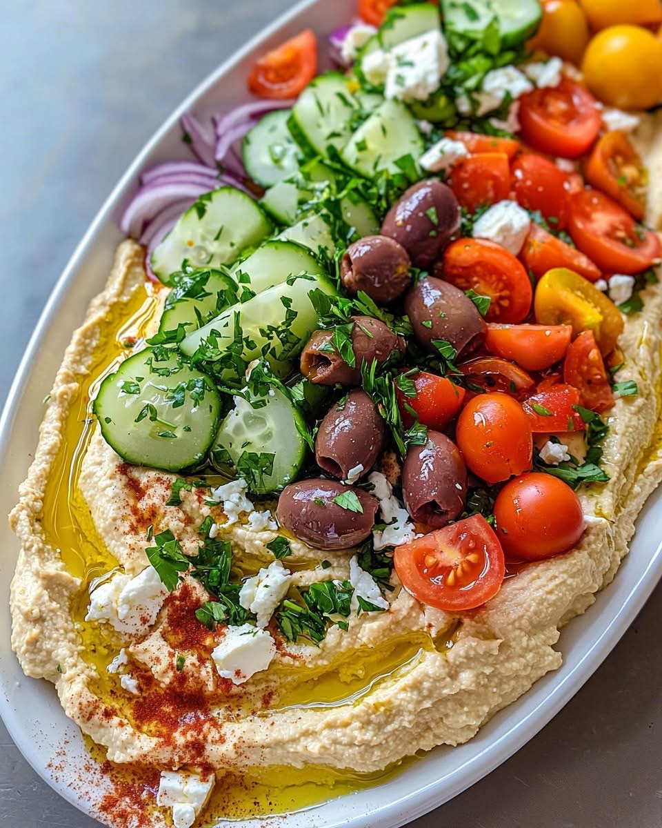 Greek Style Loaded Hummus - Cool Diet Recipes